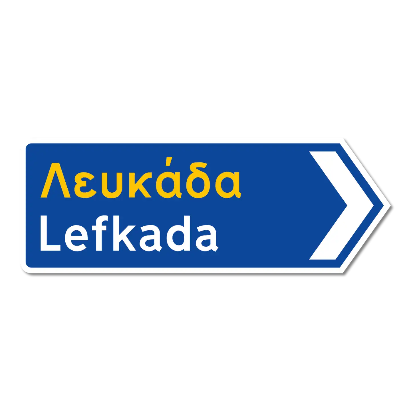 Lefkada Greek road sign | Signpost – GREEKERO